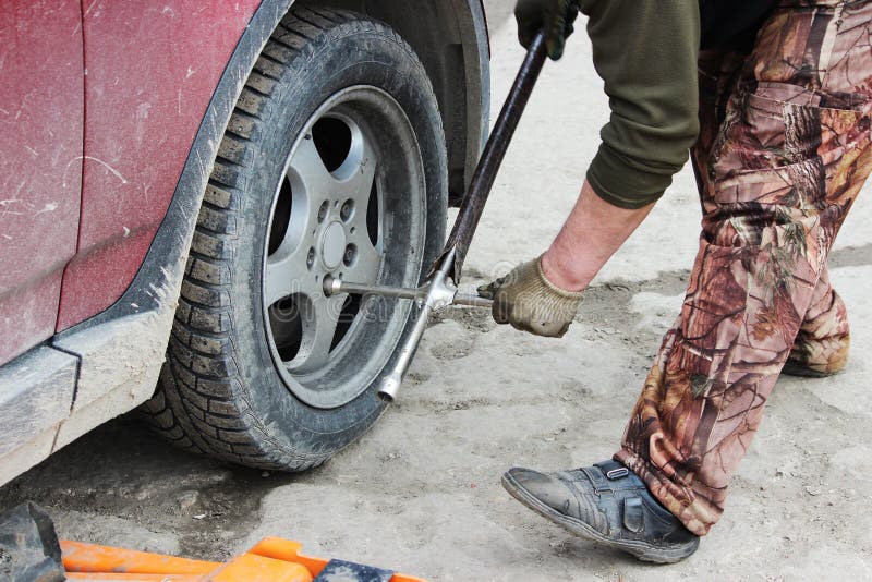 Installation of Passenger Car Wheel and Replacement on Spring Tire ...