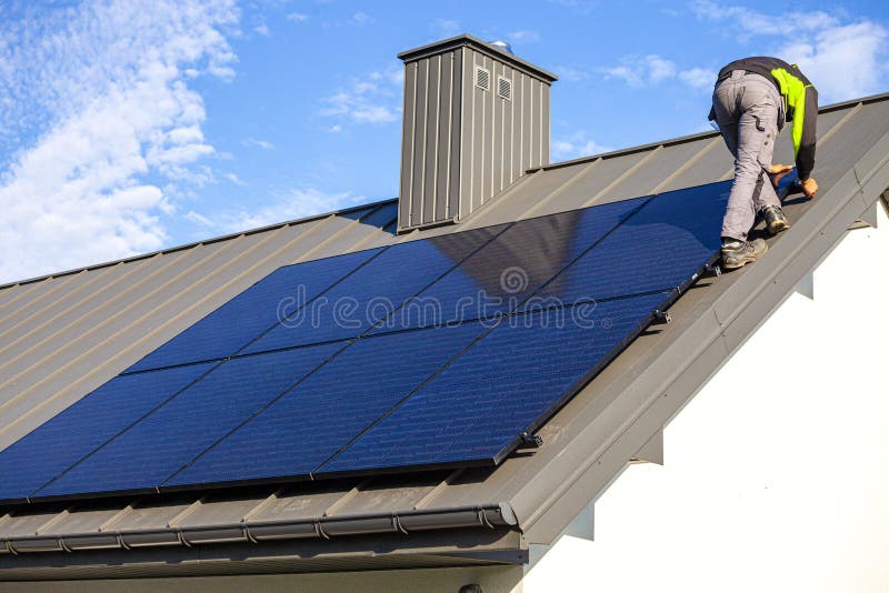 Installation of Photovoltaic Installation. Solar Panel. Stock Image ...