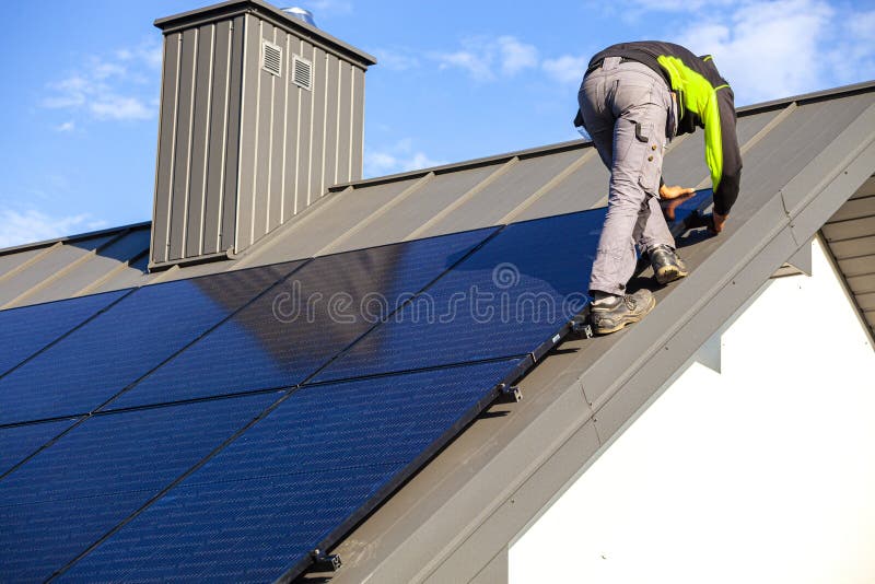 Installation of Photovoltaic Installation. Solar Panel. Stock Photo ...