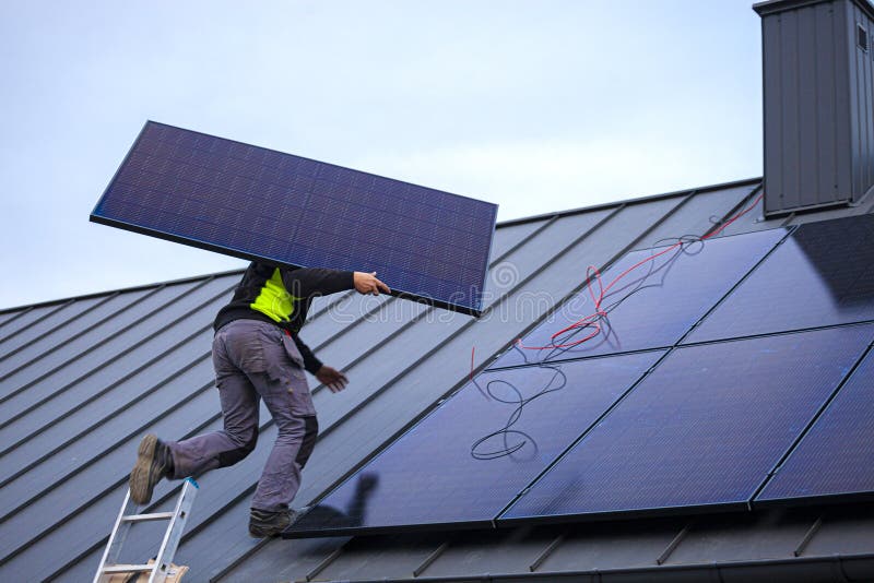 Installation of Photovoltaic Installation. Solar Panel. Stock Image ...