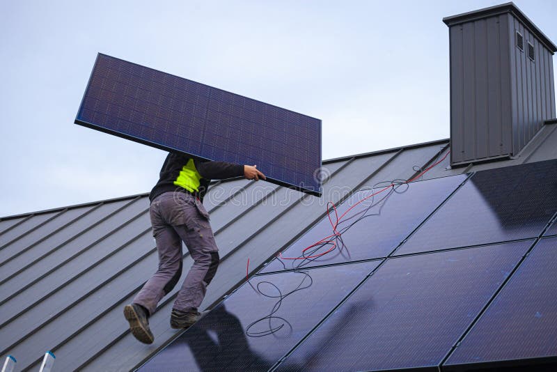 Installation of Photovoltaic Installation. Solar Panel. Stock Image ...