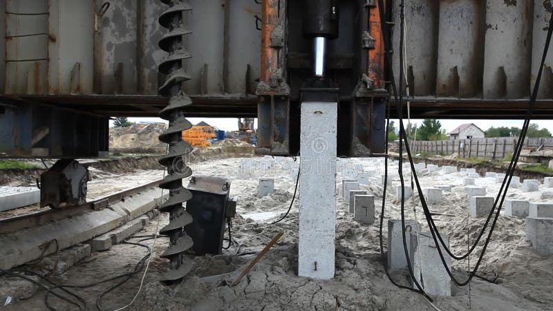 Installation of Piles for Construction Stock Footage - Video of deep ...