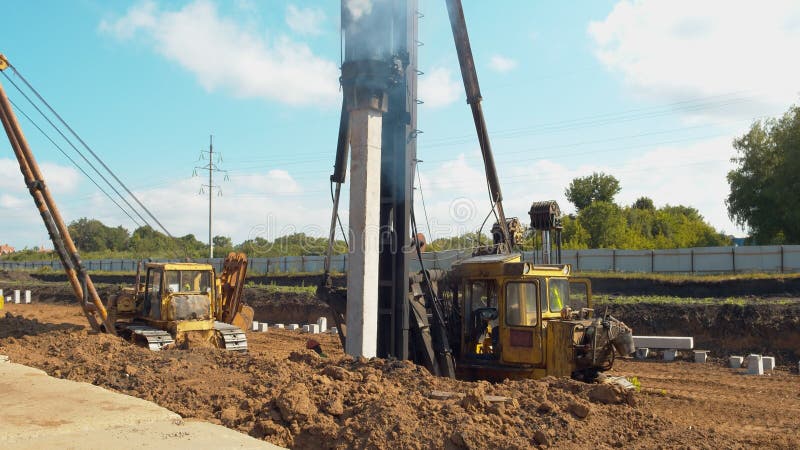 Installation of Piles for the Foundation of the Building. Special ...