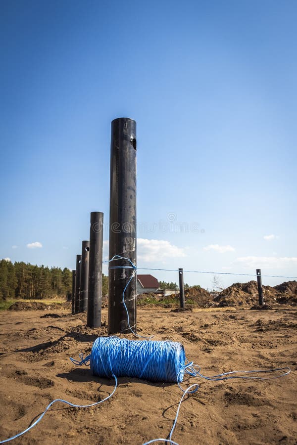 Installation of piles stock image. Image of outdoor - 146160817