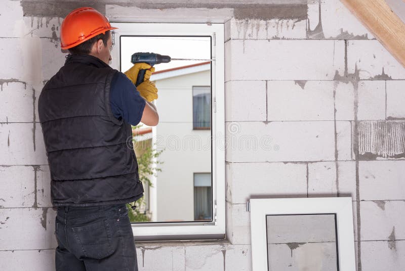 Installation of Plastic Windows Stock Image - Image of installation ...
