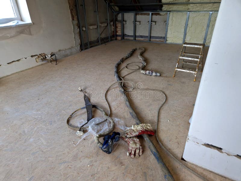 Installation of Polyurethane Foam Insulation with Compressed Gas Stock ...