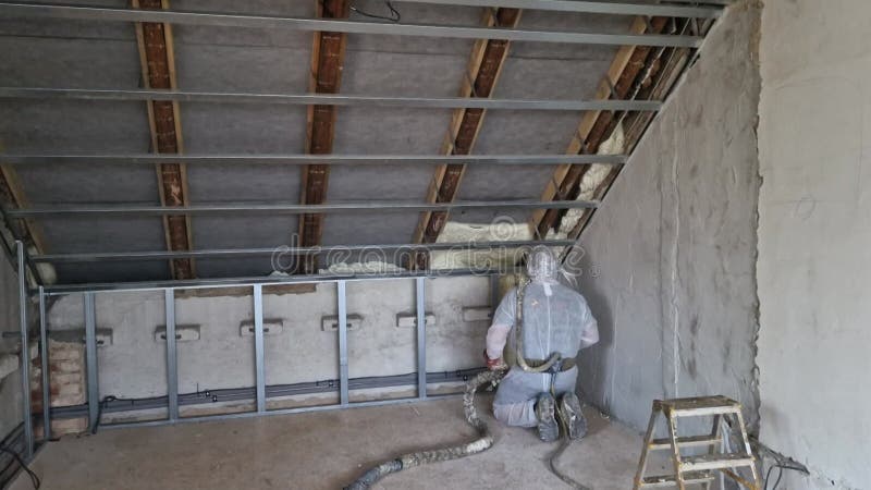 Installation of Polyurethane Foam Insulation with Compressed Gas Stock ...