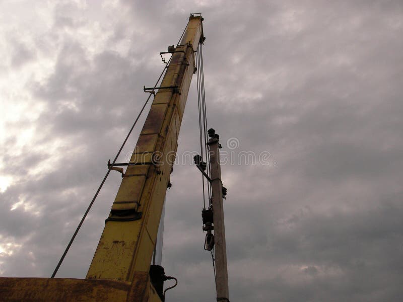 Installation of a Power Line Stock Image - Image of traverse, electric ...