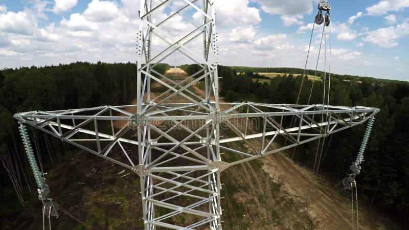 Installation of Power Lines. Long Distance Electricity Transmission ...