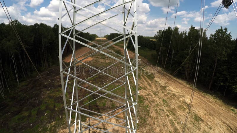 Installation of Power Lines. Long Distance Electricity Transmission ...