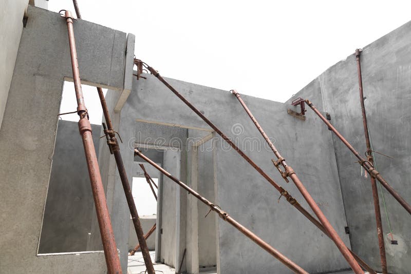 Installation of Prefabricated Building Wall Panels. Stock Image - Image ...