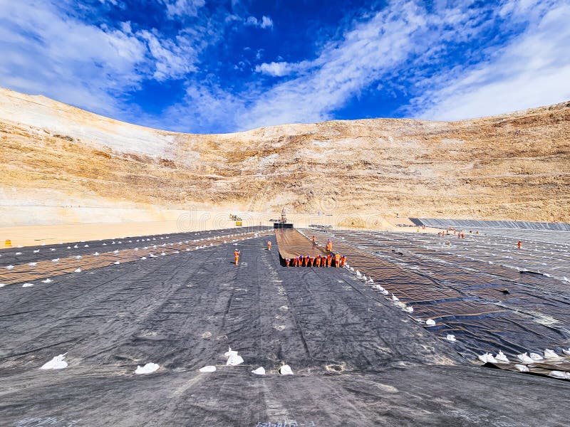 Installation Process of Geosynthetics in Industry and Mining Stock ...