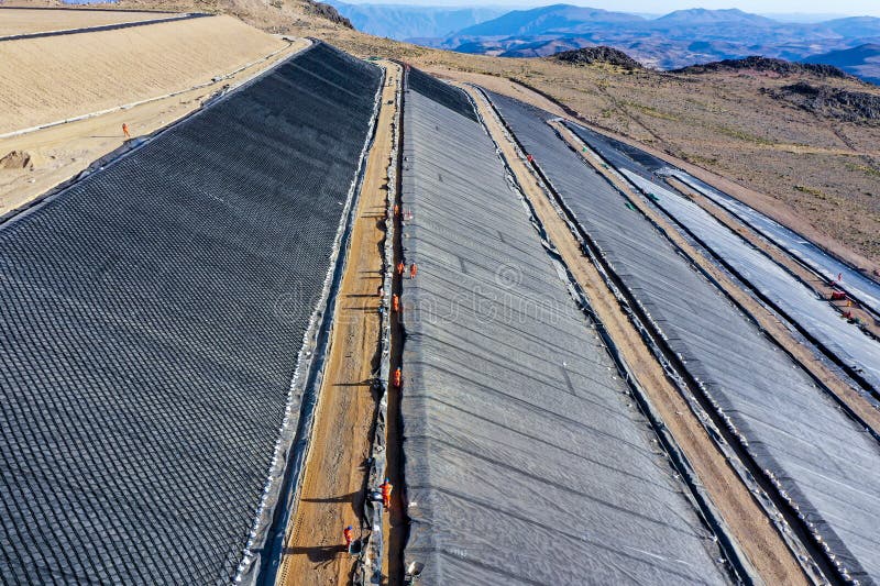 Installation Process of Geosynthetics in Industry and Mining Stock ...