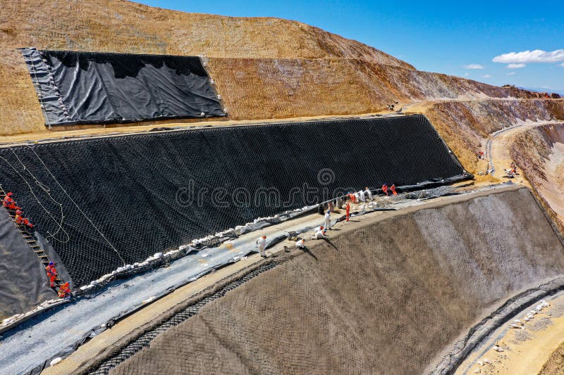 Installation Process of Geosynthetics in Industry and Mining Stock ...