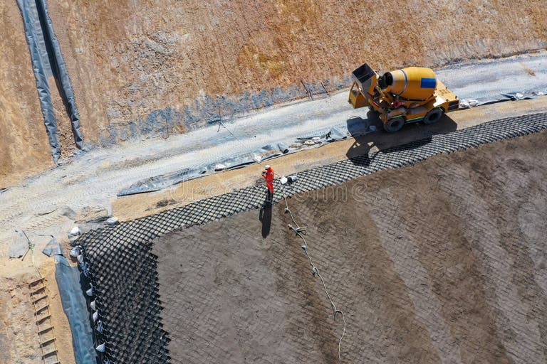Installation Process of Geosynthetics in Industry and Mining Stock ...