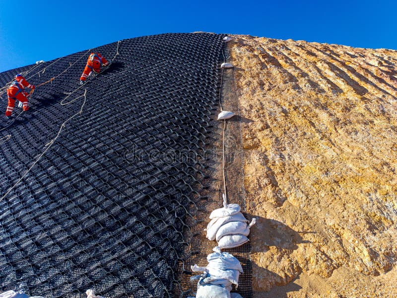 Installation Process of Geosynthetics in Industry and Mining Stock ...