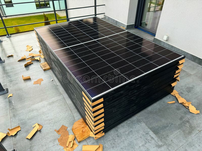 Installation Process of Solar Energy Panels Captured from Above Stock ...