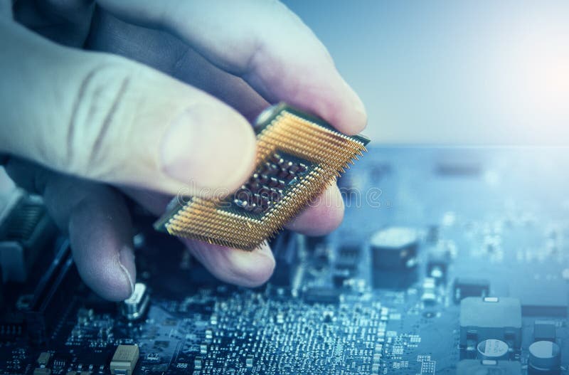 Installation of processor stock photo. Image of occupation - 176033032