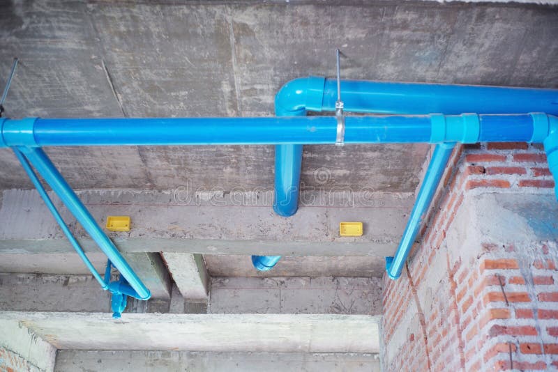 Water Pipeline System Installed Under the Concrete Ceiling at the ...