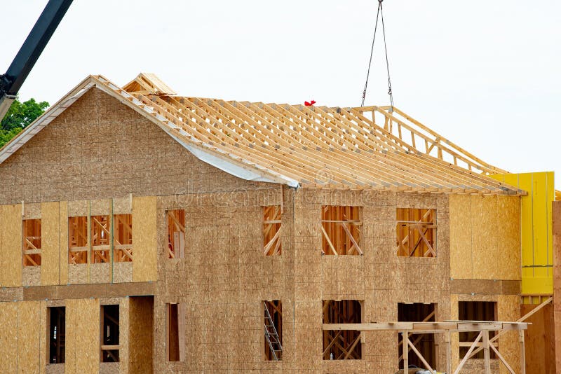 Installation of Rafters of a Plywood House Stock Photo - Image of wall ...