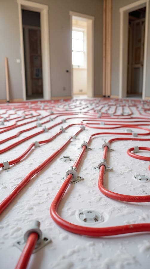 Installation of Red Underfloor Heating System in a Residential Interior ...