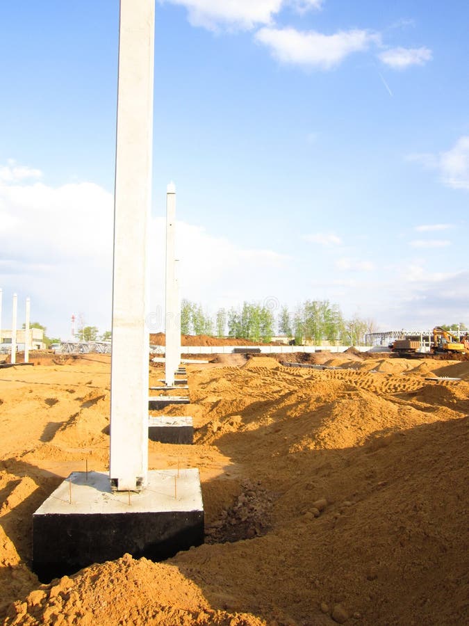 Installation of Reinforced Concrete Columns on the Foundation Editorial ...