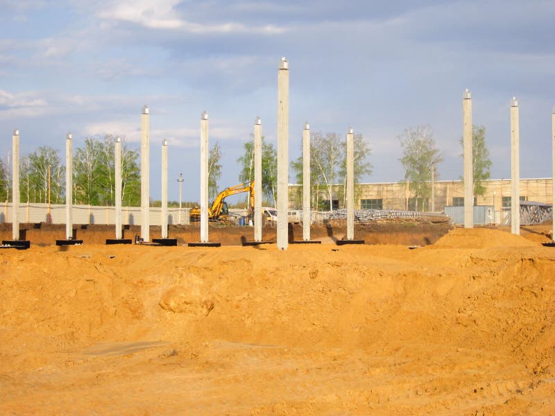 Installation of Reinforced Concrete Columns on the Foundation Editorial ...