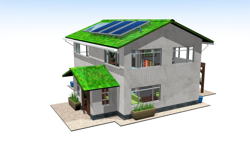 Installation of Solar Panel System on a Brick House with Green Tiles ...