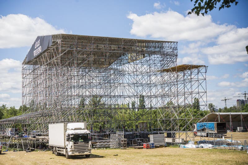 Installation of a Stage on the Street Editorial Image - Image of ...