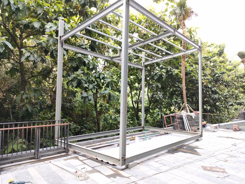 Installation of Steel Structure Frame for Outside Area in a Project ...