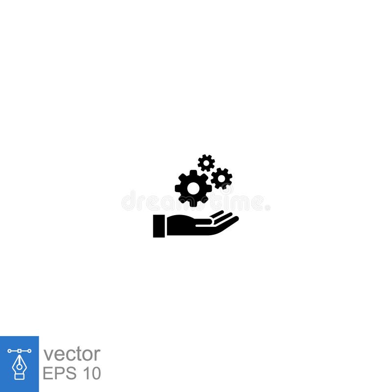 Installation and Support Glyph Icon. Gears in Hand for Repair Service ...