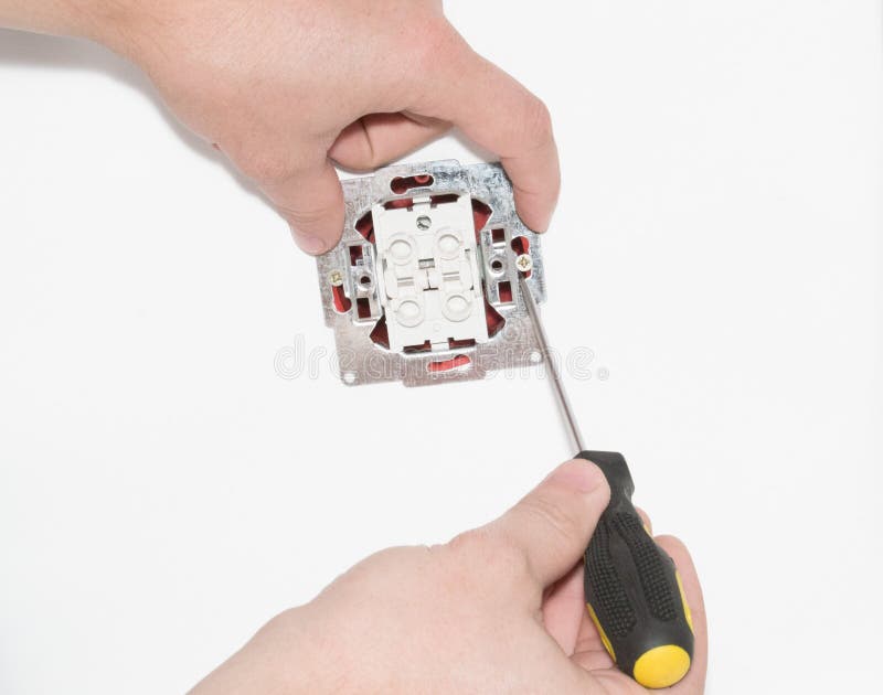 Installation of switch stock photo. Image of electric - 77019630