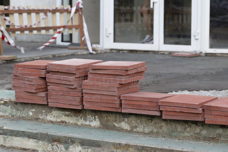 Installation of Tiles for Pedestrian Paths. Improvement of the City ...