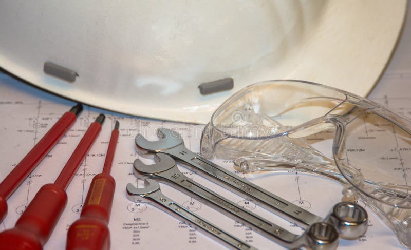 Installation Tools on Schematic Drawing Stock Photo - Image of ...