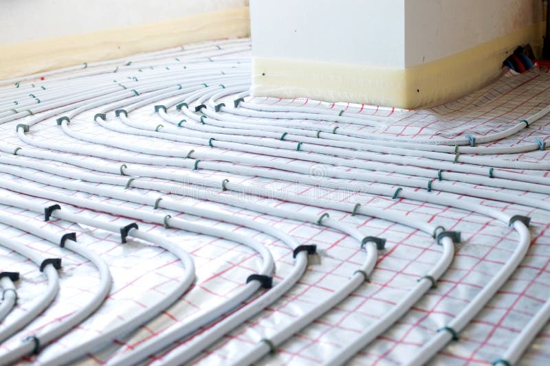 Installation of Underfloor Heating Pipes for Water Heating. Heating ...