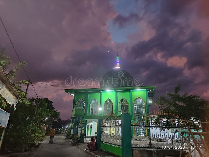 Installation of the Village Mosque in the Evening Editorial Photography ...