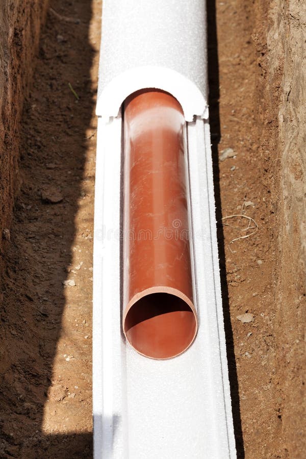 Installation of Water Main, Sanitary Sewer Stock Image - Image of ...