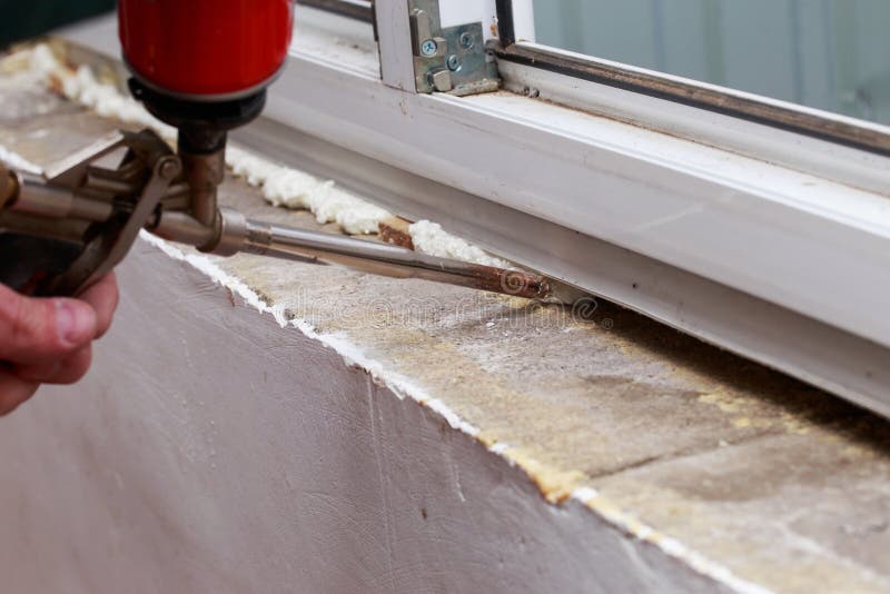 Installation of windows stock photo. Image of glue, filling - 113802278