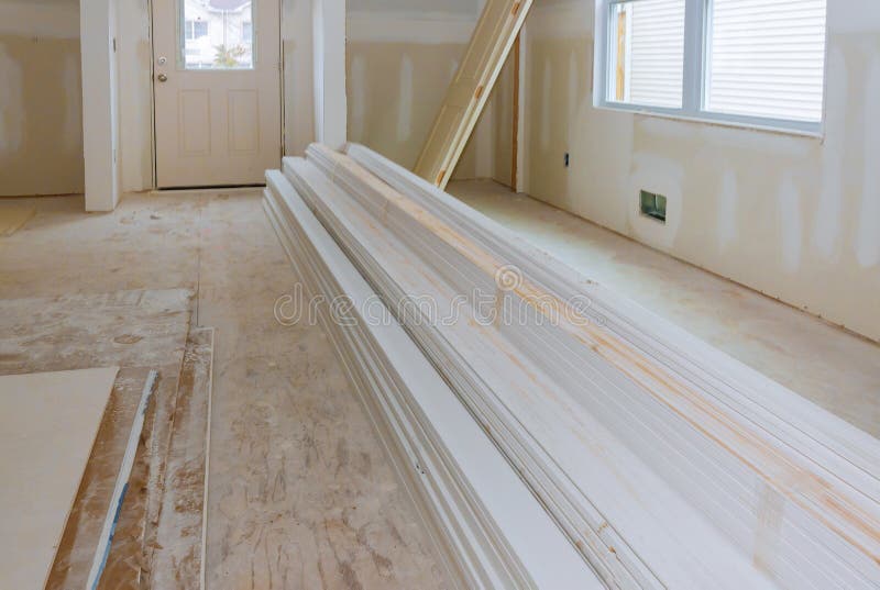 Interior Construction of Housing Project with Door and Molding ...