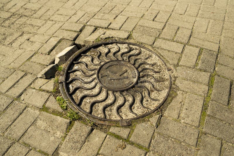 Paving Slabs with Engraving Ankara Buyuksehir, Close-up. Old Stone ...