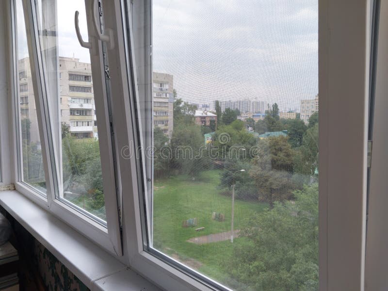 Installed Metal-plastic Windows on the Balcony of a Residential ...