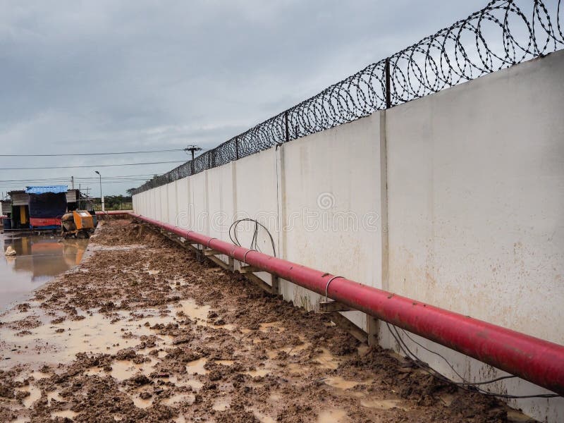 Installed Outdoor Black Steel Pipe Stock Image - Image of color ...