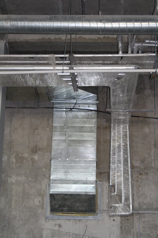 Installed Rectangle Air Duct System Stock Photo - Image of heater ...