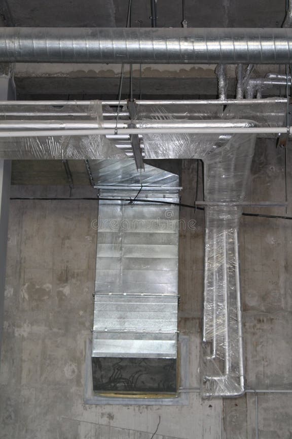 Installed Rectangle Air Duct System Stock Photo - Image of heater ...