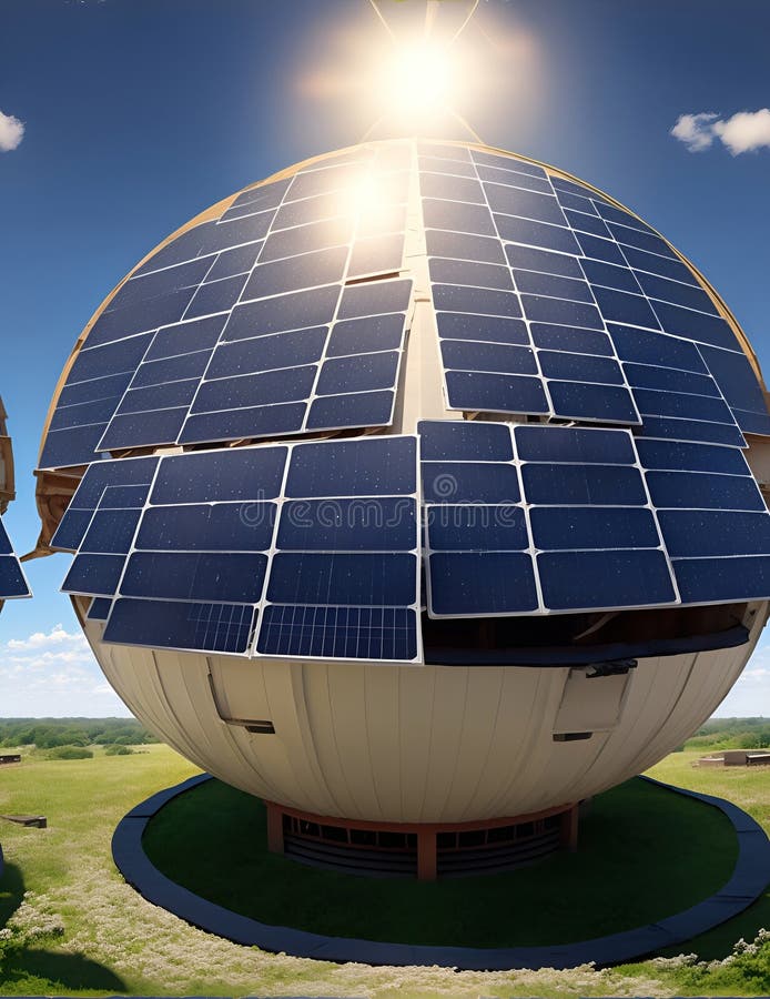 Installed Solar Panels on the Roof of a Round Building. Stock Photo ...