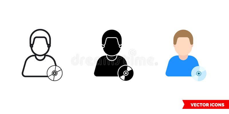 Installer Icon of 3 Types Color, Black and White, Outline. Isolated ...