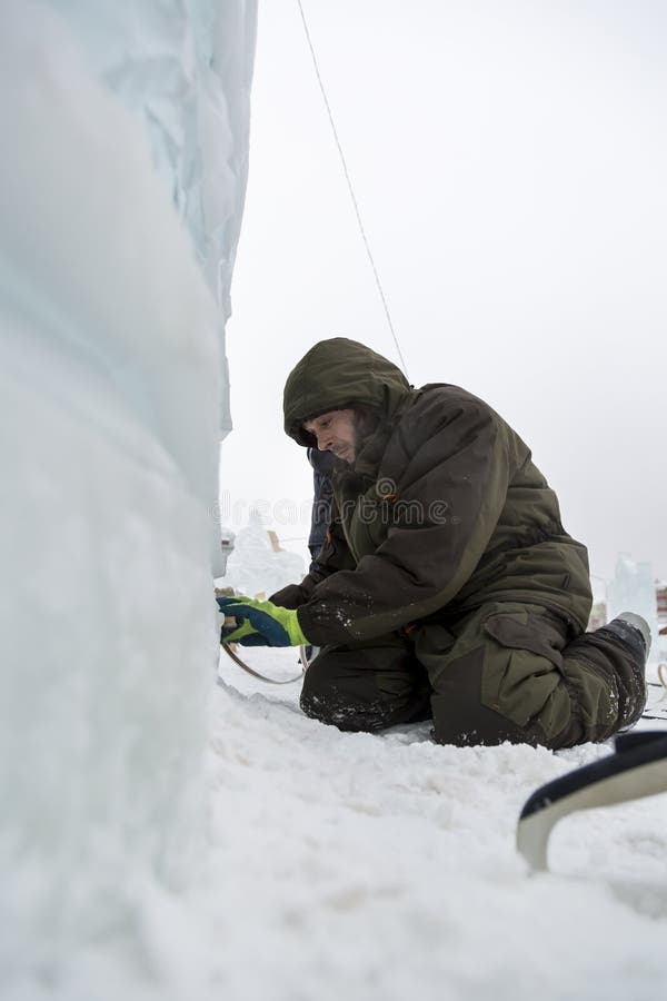 The Installer is Installing the Power Cable for Lighting Stock Image ...