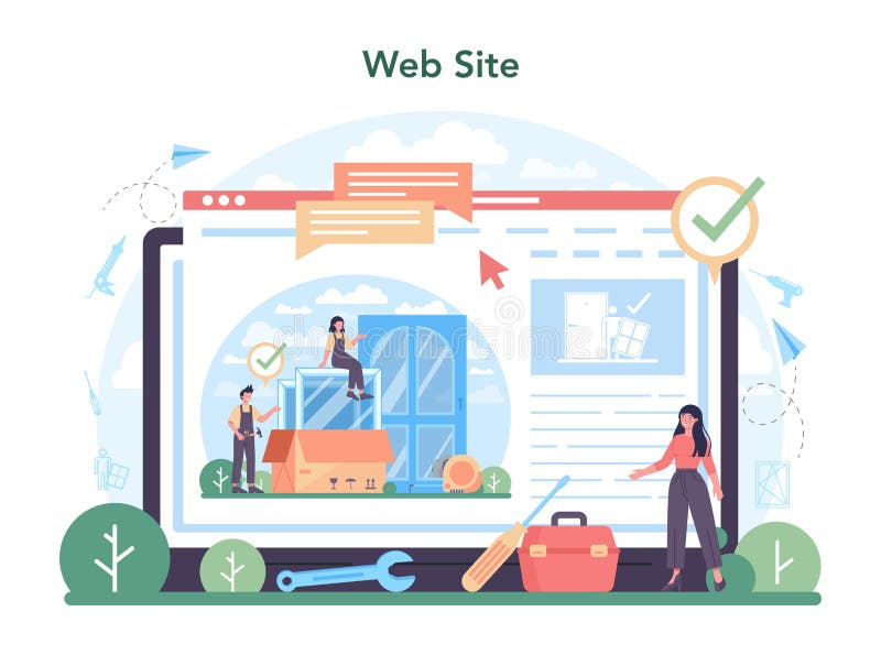 Installer Online Service or Platform. Worker in Uniform Installing ...