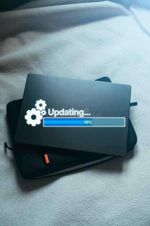 Updating Progress Bar on Laptop. Stock Photo - Image of icon ...