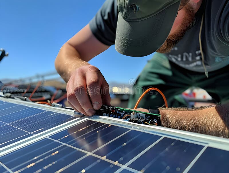 Installing Bypass Diodes Onto the Solar Panel Stock Illustration ...